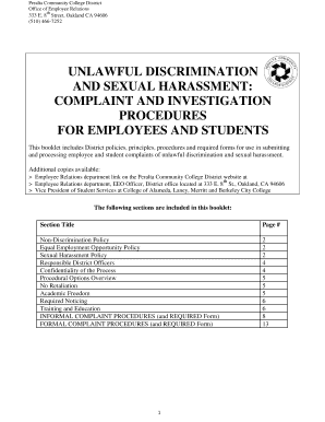 Fillable Online web peralta complaint and investigation procedures for employees and students ...