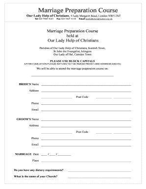 Fillable Online parish rcdow org Marriage Preparation Course ...