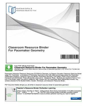 Fillable Online Classroom Resource Binder For Pacemaker Geometry Fax ...