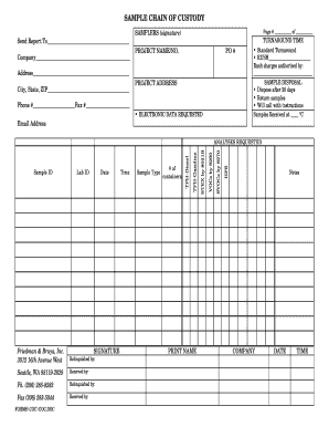Fillable Online SAMPLE CHAIN OF CUSTODY Fax Email Print - pdfFiller