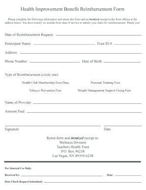 Fillable Online Health Improvement Benefit Form Fax Email Print - pdfFiller