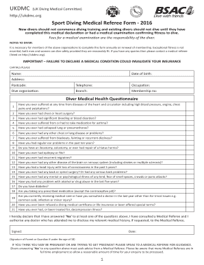 Fillable Online ukdmc.org Sport Diving Medical Referee Form - 2016 Fax ...