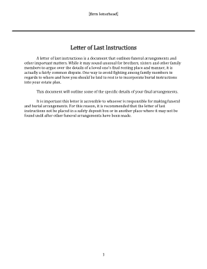 Fillable Online A letter of last instructions is a document that ...