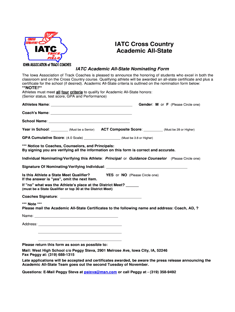 Fillable Online iatfcc IATC Cross Country Academic All-State - iatfcc ...