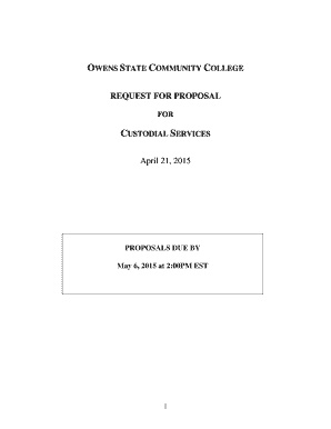 Fillable Online owens REQUEST FOR PROPOSAL - Owens Community College Fax Email Print - pdfFiller