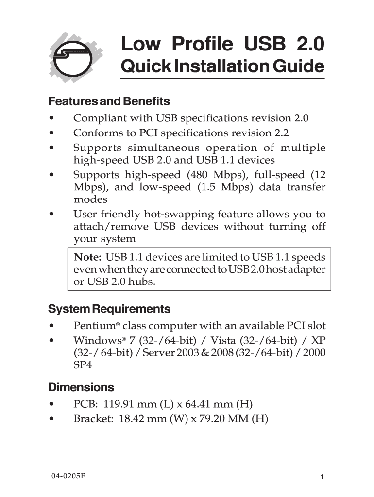 Fillable Online Low Profile USB 2 Fax Email Print - pdfFiller