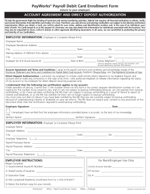 Fillable Online PayWorks Payroll Debit Card Enrollment Form Fax Email ...