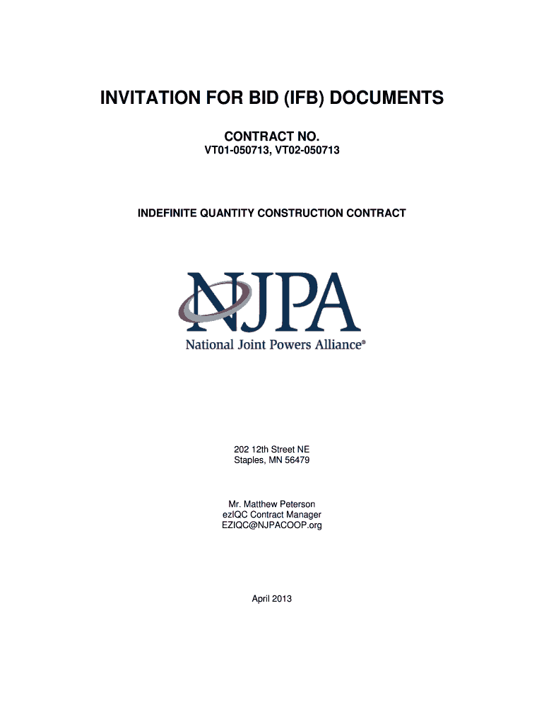 Fillable Online njpacoop INVITATION FOR BID (IFB) DOCUMENTS - njpacoop ...