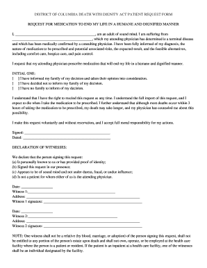 Fillable Online DISTRICT OF COLUMBIA DEATH WITH DIGNITY ACT PATIENT ...