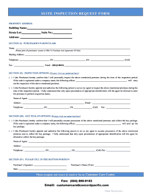 Fillable Online SUITE INSPECTION REQUEST FORM Fax Email Print - pdfFiller
