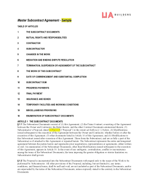Fillable Online Master Subcontract Agreement - Sample Fax Email Print ...