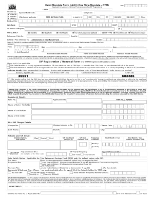 Fillable Online Debit Mandate Form NACH (One Time Mandate - OTM) Fax Email Print - pdfFiller