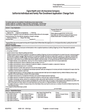 Fillable Online California Individual and Family Plan Enrollment Application / Change Form Fax ...