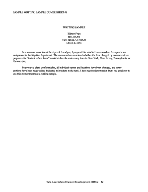 Fillable Online SAMPLE WRITING SAMPLE COVER SHEET #1 Fax Email Print ...