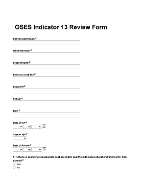 Fillable Online OSES Indicator 13 Review Form Fax Email Print - pdfFiller