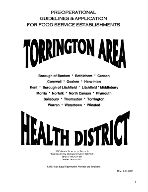 Fillable Online tahd PRE-OPERATIONAL GUIDELINES & APPLICATION FOR FOOD ...