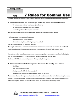 Fillable Online 7 Rules for Comma Use Fax Email Print - pdfFiller