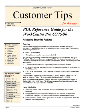 Fillable Online PDL Reference Guide for the WorkCentre Pro 65/75/90 Fax ...