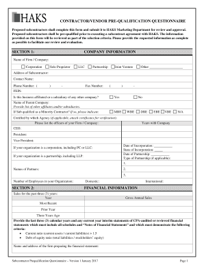Fillable Online haks CONTRACTOR/VENDOR PRE-QUALIFICATION QUESTIONNAIRE ...