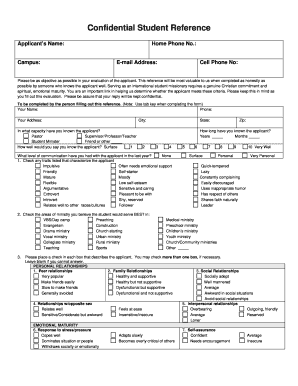 Fillable Online Confidential Student Reference - justforyouth.com Fax ...