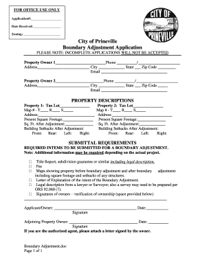 Fillable Online Boundary Line Adjustment - City of Prineville Fax Email Print - pdfFiller