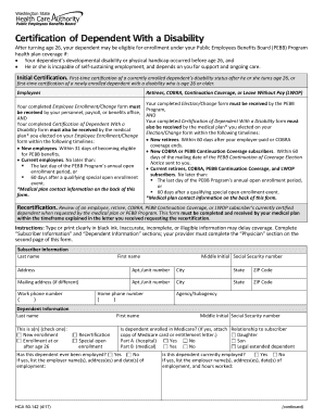 Fillable Online hca wa 50-142 916 Cert of Dependent w Disability form ...
