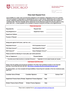 Fillable Online finserv uchicago Petty Cash Account Request Form Fax ...