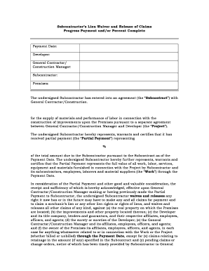 Fillable Online Subcontractor Progress Payment - % LW (1).docx Fax ...