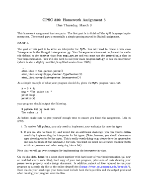 Fillable Online cs gonzaga CPSC 326: Homework Assignment 6 Due Thursday, March 9 - cs gonzaga ...