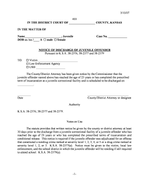 Fillable Online kscourts Name , Juvenile - kscourts Fax Email Print - pdfFiller