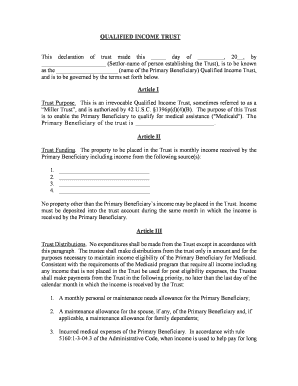 Fillable Online QUALIFIED INCOME TRUST Article I - ohca.org Fax Email ...