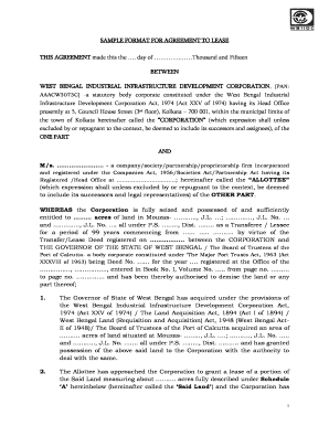 Fillable Online SAMPLE FORMAT FOR AGREEMENT TO LEASE Fax Email Print ...