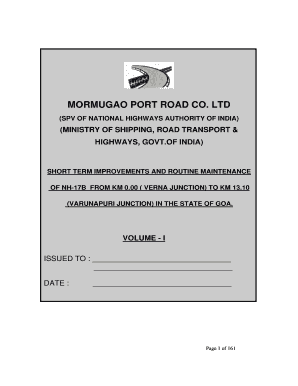 Fillable Online nhai Maintenance Tender Document Vol - 1.doc - nhai Fax ...