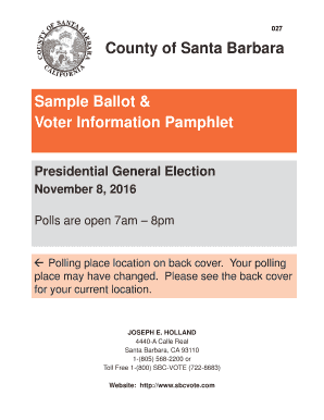 Fillable Online Presidential General Election Sample Ballot and Voter ...