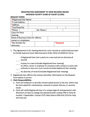 Fillable Online Registration Agreement to View Records Online - Madison ... Fax Email Print ...