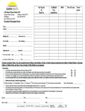 Fillable Online farmstock org DRAFT LAR004R Generic Livestock Movement ...