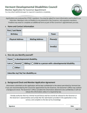 Fillable Online Vermont Developmental Disabilities Council Fax Email Print - pdfFiller