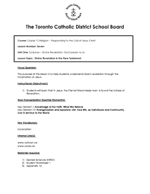 Fillable Online tcdsb The Toronto Catholic District School Board ...