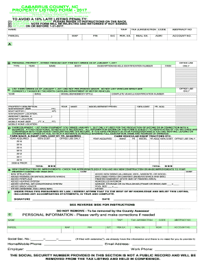 Cabarrus County Property Listing Form - Fill Online, Printable ...