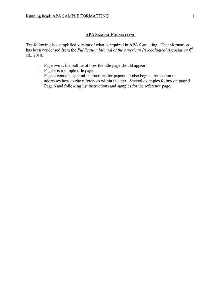 Fillable Online Running head: APA SAMPLE FORMATTING Fax Email Print - pdfFiller