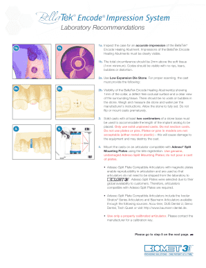 Fillable Online Encode Impression System - Biomet 3i Fax Email Print ...