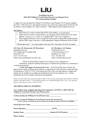 Fillable Online liu 2014-2015 PLUS Request Form- Undergraduate.doc ...