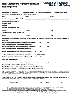 Fillable Online Non-Disclosure Agreement (NDA) Routing Form Fax Email ...