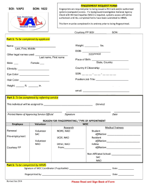 Fillable Online Fingerprint Request Form. Fingerprint Request Form Fax ...