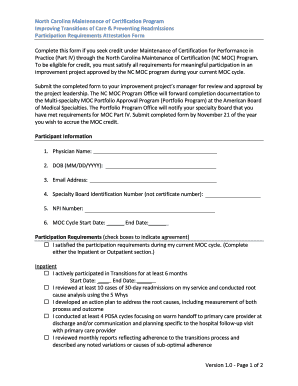 Fillable Online med unc North Carolina Maintenance of Certification ...