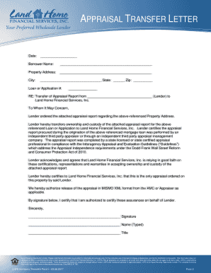 Fillable Online APPRAISAL TRANSFER POLICY Fax Email Print - pdfFiller