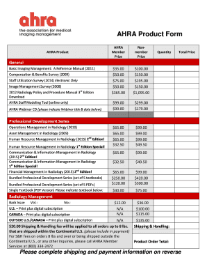 Fillable Online ahra AHRA Product Form - ahra Fax Email Print - pdfFiller