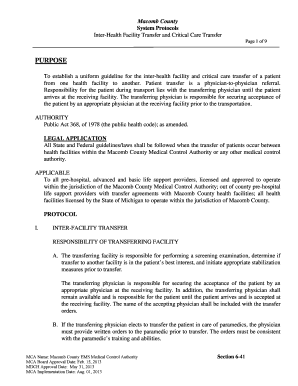 Fillable Online Inter-Health Facility Transfer and Critical Care ...