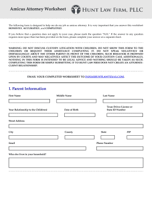 Fillable Online Amicus Attorney Worksheet Fax Email Print - pdfFiller