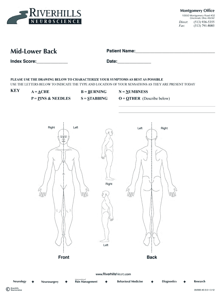 Fillable Online Lumbar Oswestry - Riverhills Neuroscience Fax Email Print - pdfFiller